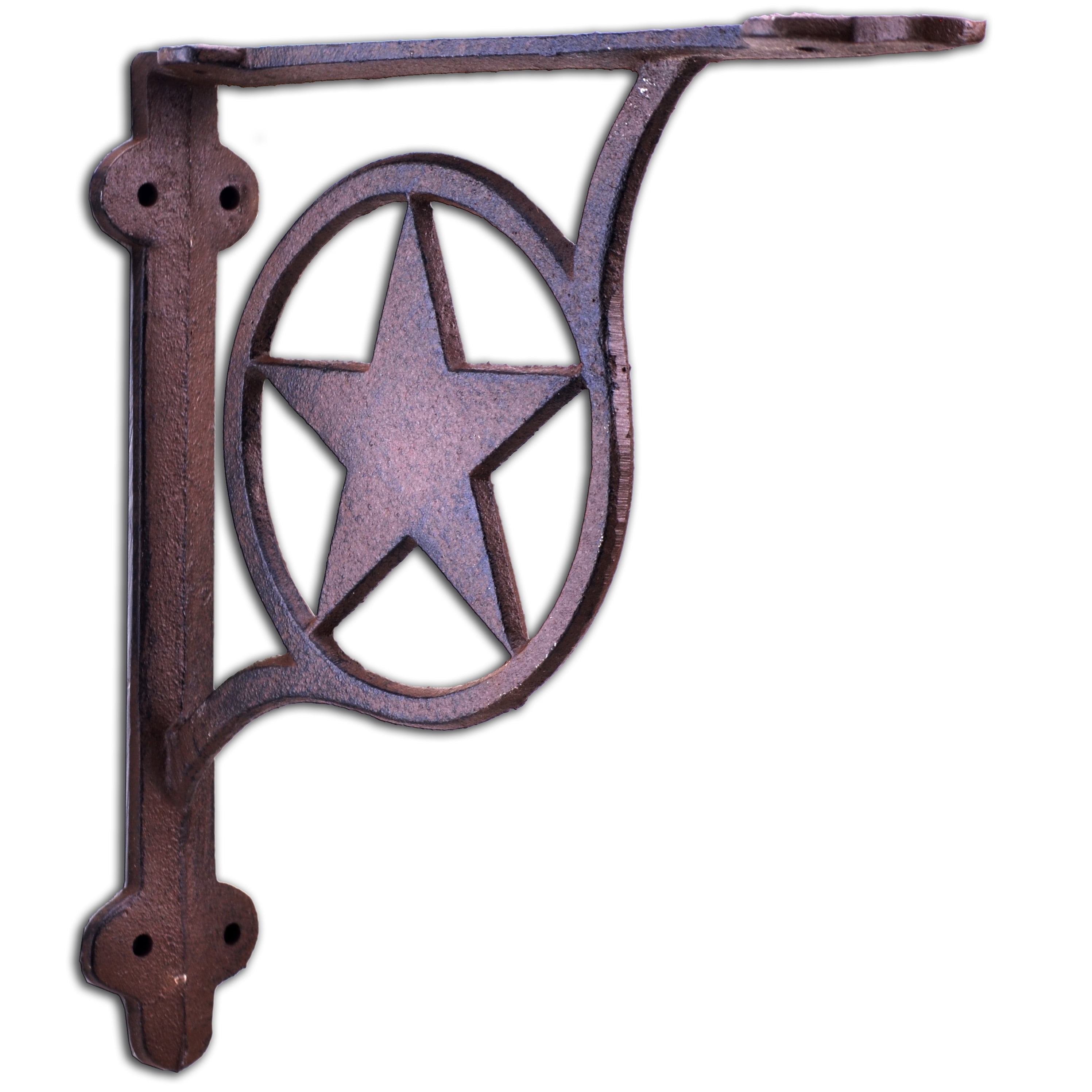 Flag Emotes Rustic Star Brown Cast Iron Decorative Shelving Bracket, 7. ...