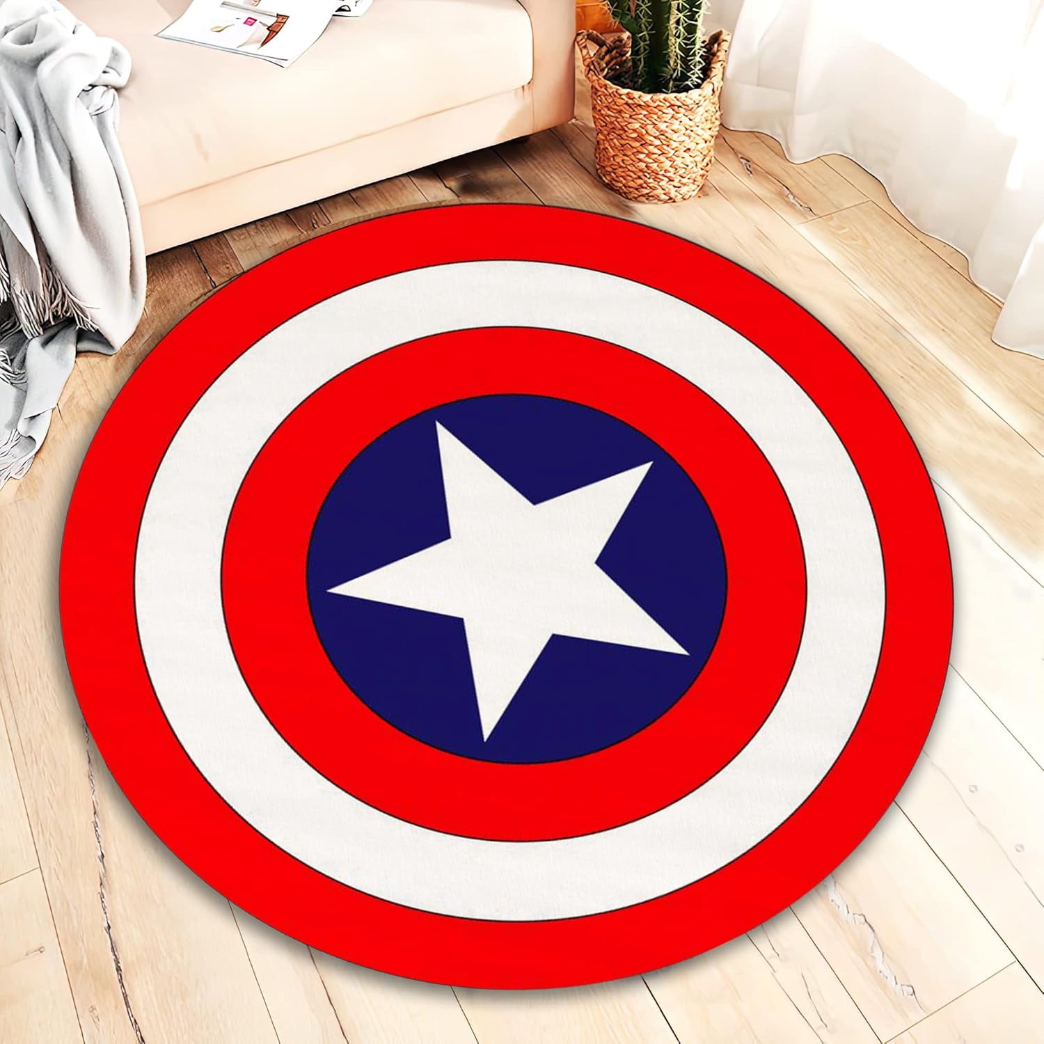 Decorative Shield Rug Round Extra Soft Surface Playroom Rug Machine ...