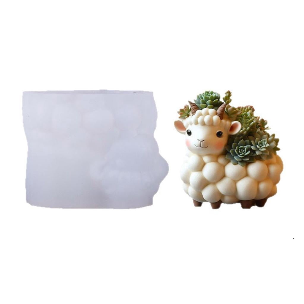 Decorative Silicone Sheep for Concrete Flower Pots Art Craft Projects ...