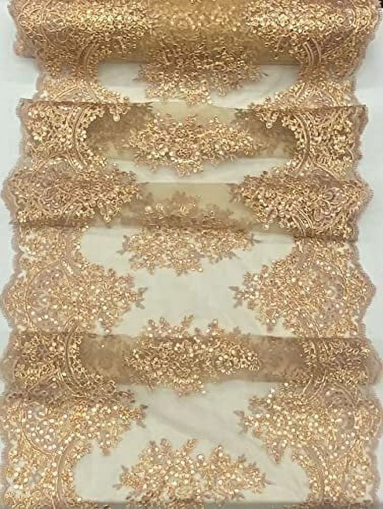 Decorative Silk INC Sequin lace Fabric with Embroideries on mesh (1 ...