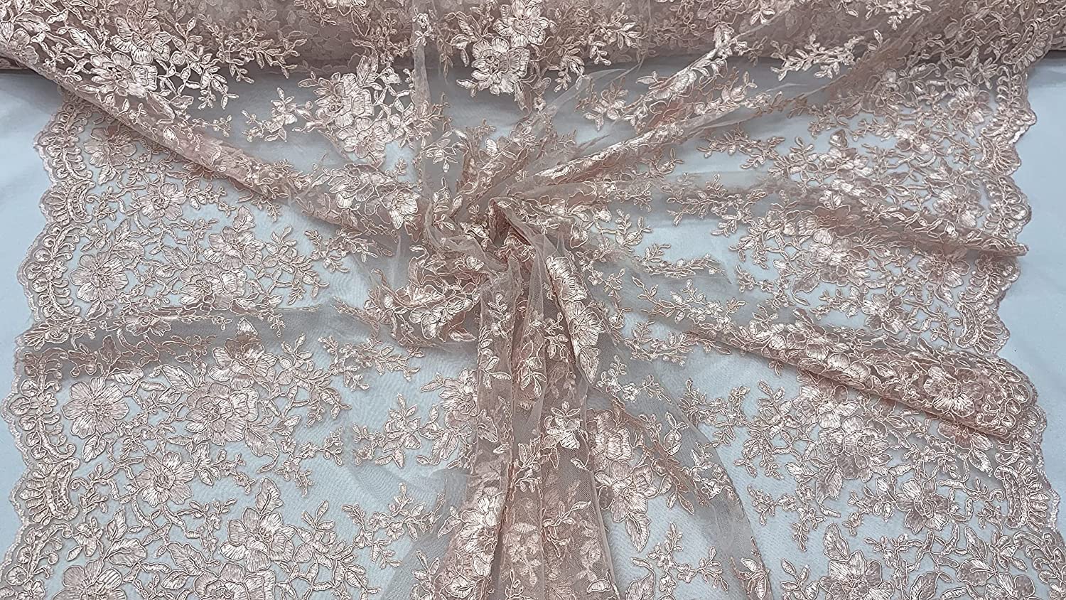 Decorative Silk Inc Embroidery Cord lace Fabric with embroderies on ...