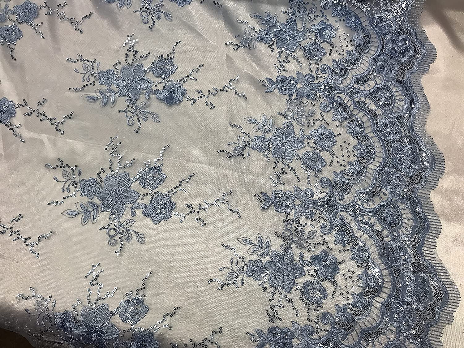 Decorative Silk Inc Sequin lace Fabric with embroderies on mesh VT-011 ...
