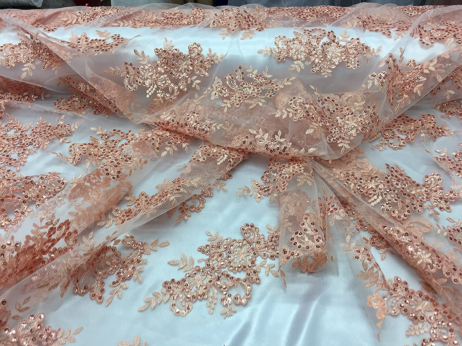 Decorative Silk Sequin lace Fabric with embroderies on mesh VT-012 (1 ...