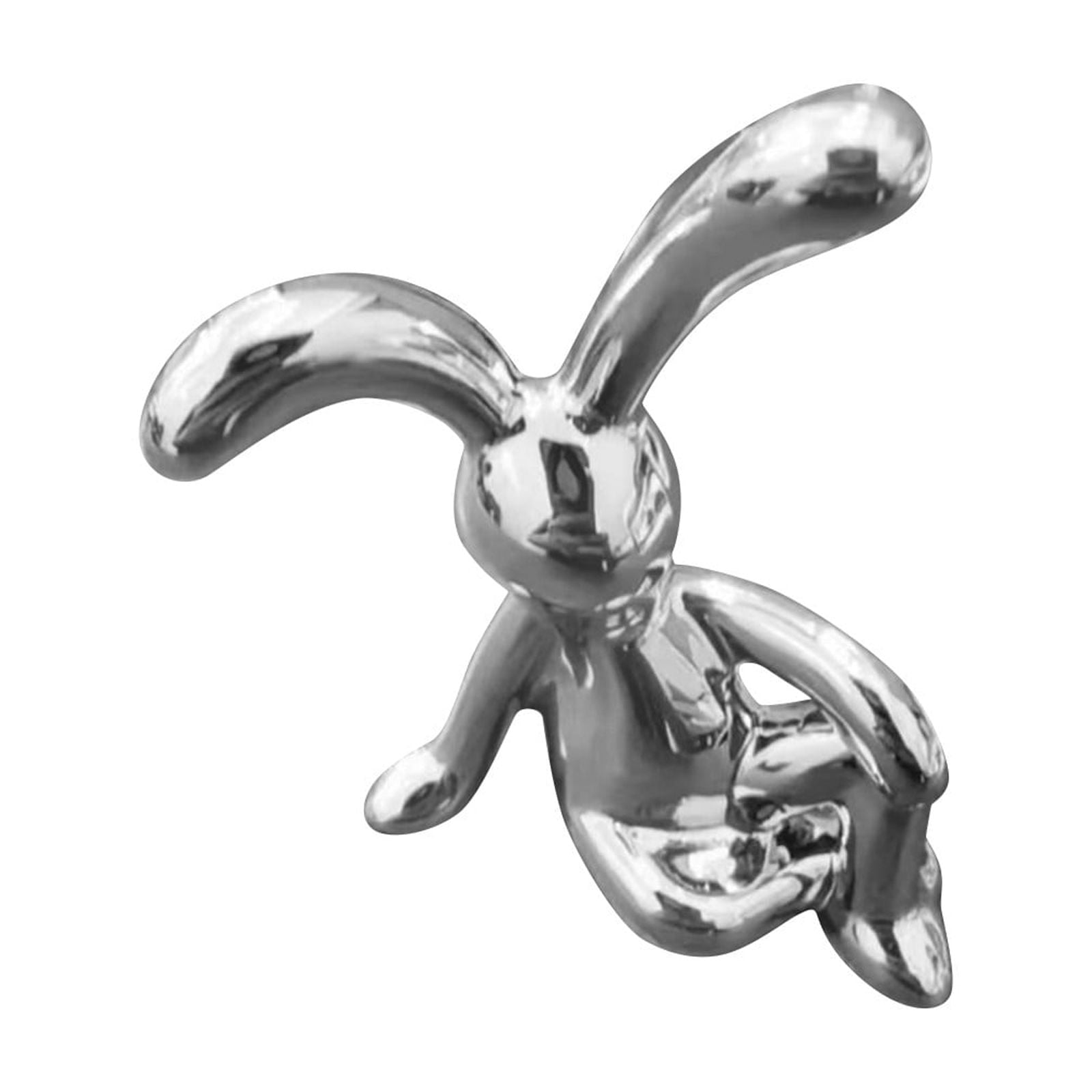 Decorative Silver Bunny Figurine Modern Sitting Rabbit Statue for Home ...