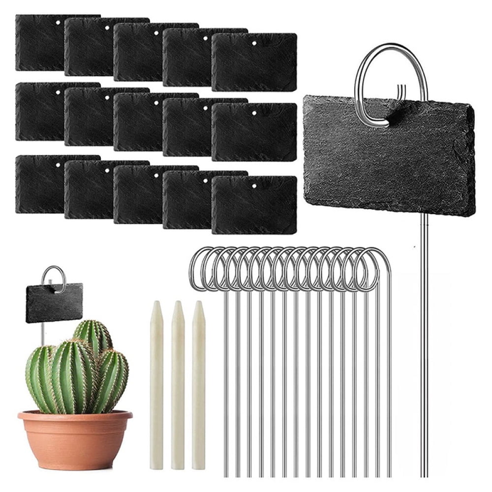 Decorative Slate Garden Markers, Double-Sided Reusable Stone Pins For ...