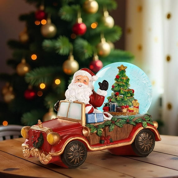 Decorative Snow Water Lantern With Spinning Santa Figure And Tree ...