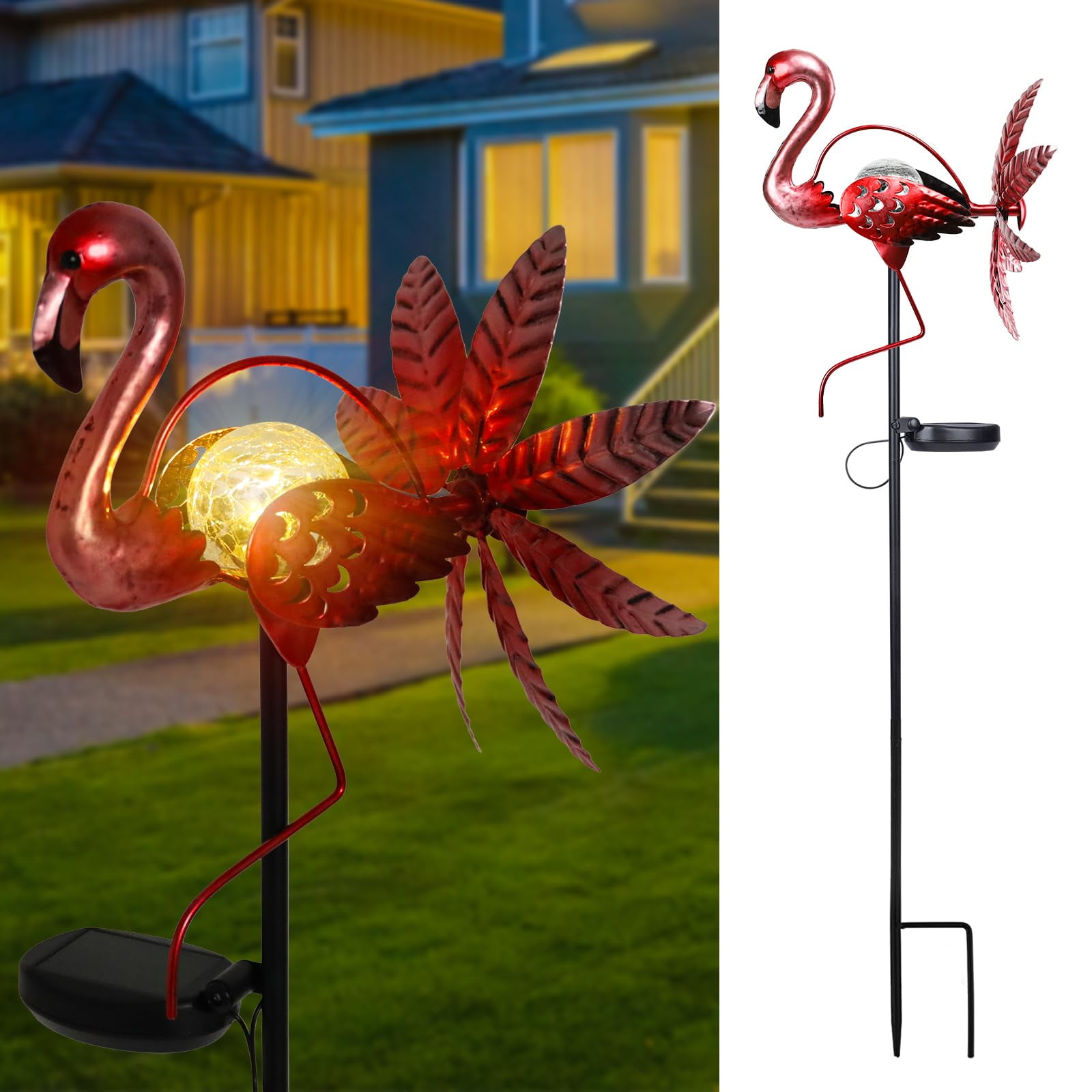 Decorative Solar Lights Outdoor Solar Wind Spinner Flamingo Garden ...