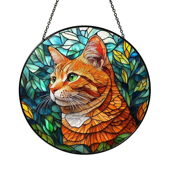 Decorative Spotted Cat Stained Glass – Window Art - Walmart.com