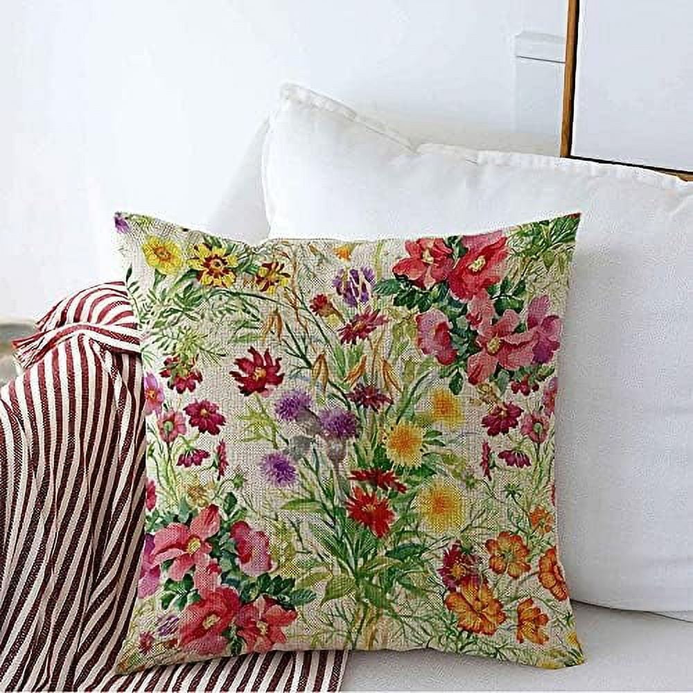 Decorative Square Throw Pillow Cover Farmhouse Linen Wild Seamless ...