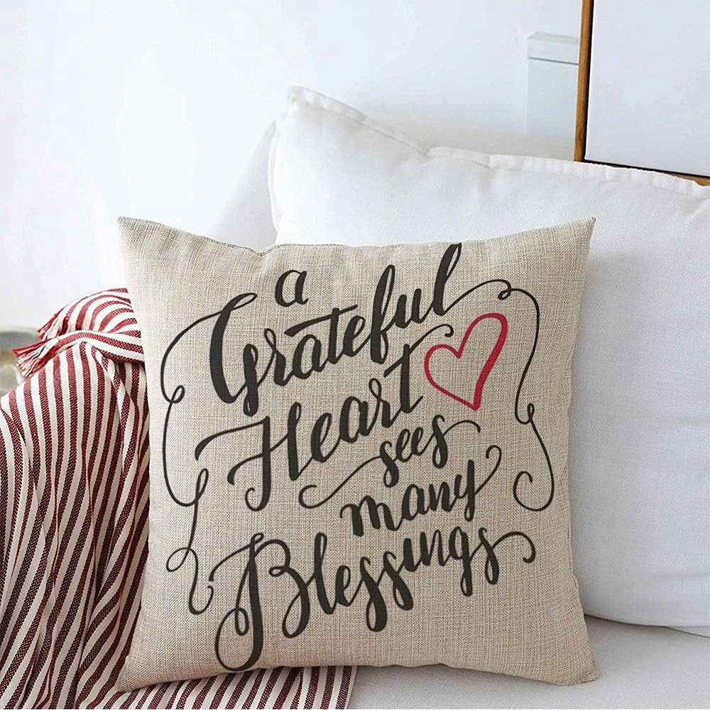 Decorative Square Throw Pillow Cover Grateful Heart On Friend Sees Many ...