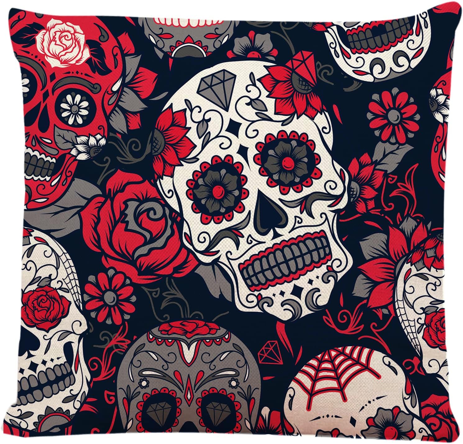 Decorative Square Throw Pillow Covers Graffiti Colorful Dead Skull ...