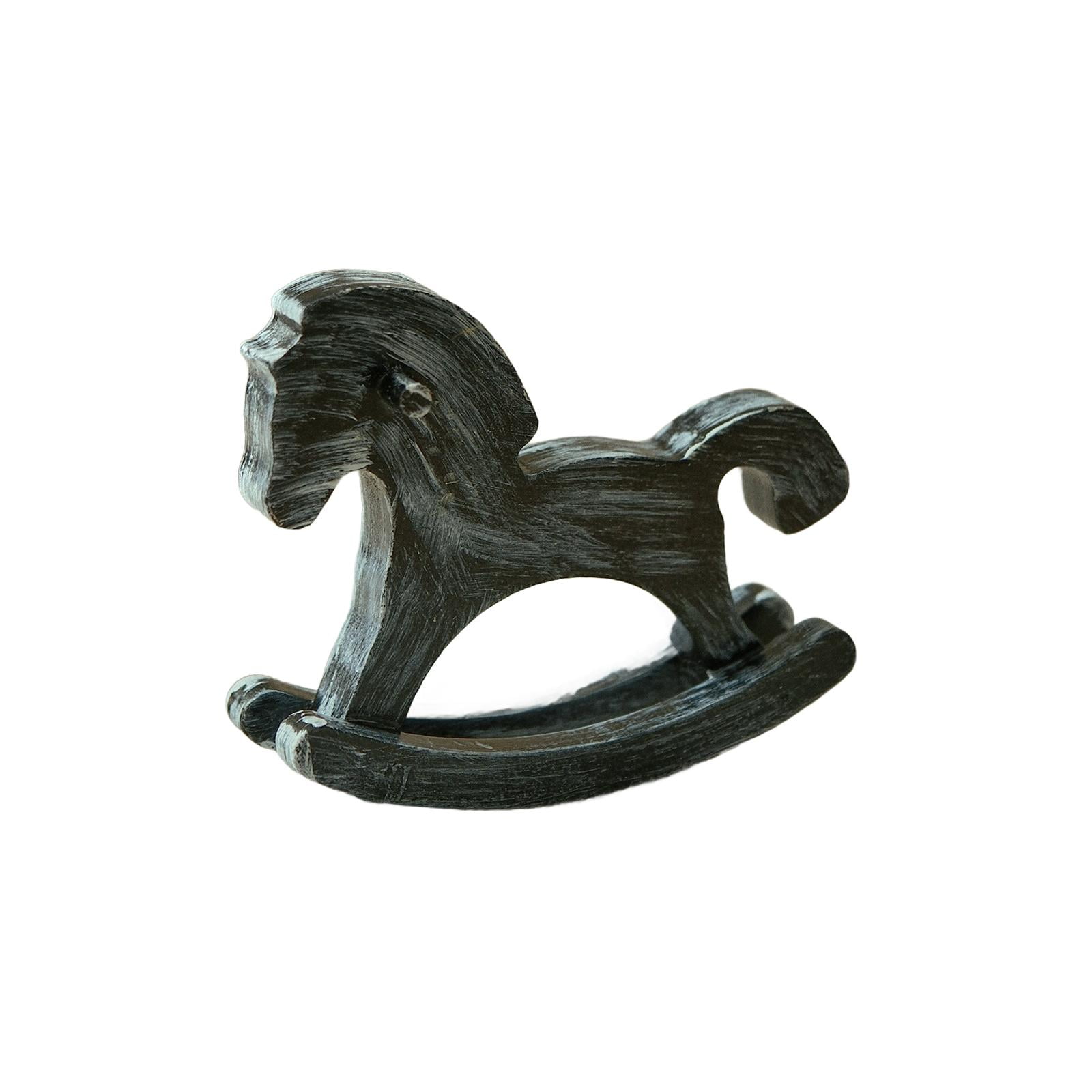 Decorative Statue Rocking Horse Figurine Desktop Art Collectible Table ...