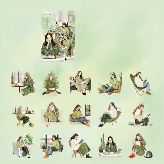 Decorative Sticker Journal Sticker Art Supplies Cartoon Sticker Reading ...