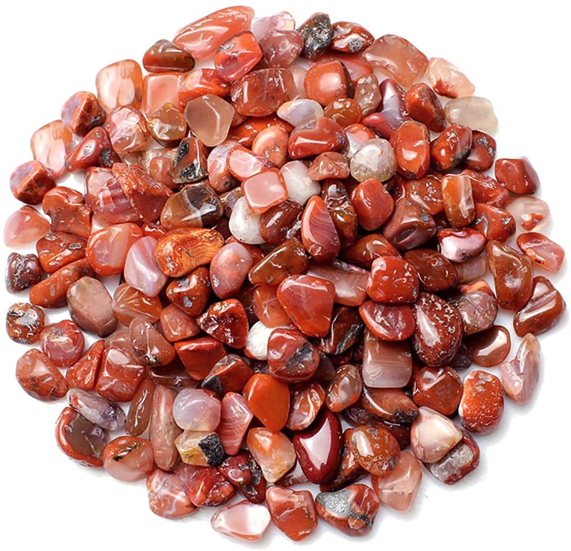 Decorative Stones, 2 Lbs/920g (Fill 1.8 Cups) Natural Red Agate Pebbles Irregular Crystal Rock ...