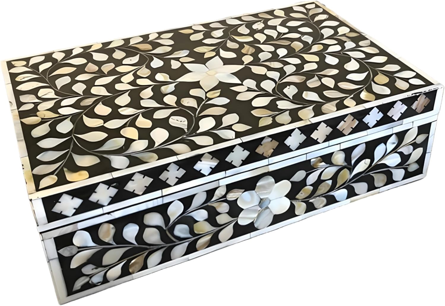 Decorative Storage Box Of Mother Of Pearl Inlay Floral Design Wooden ...
