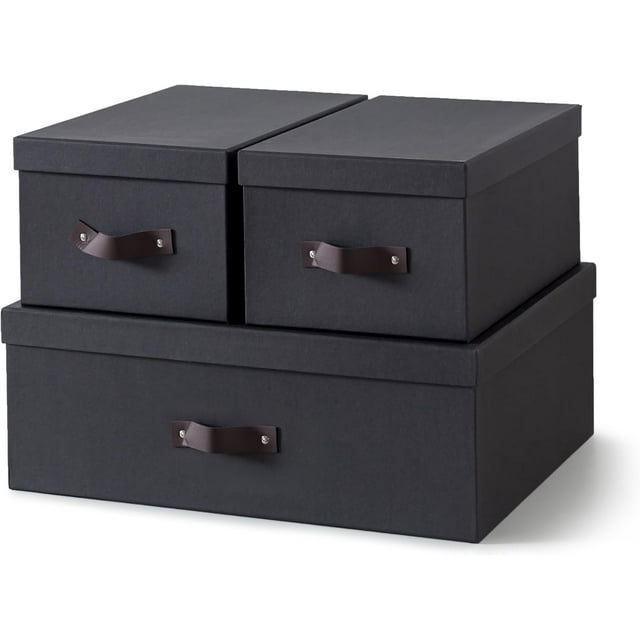 Decorative Storage Boxes with Lids - Set of 3 (One Large and Two Medium ...