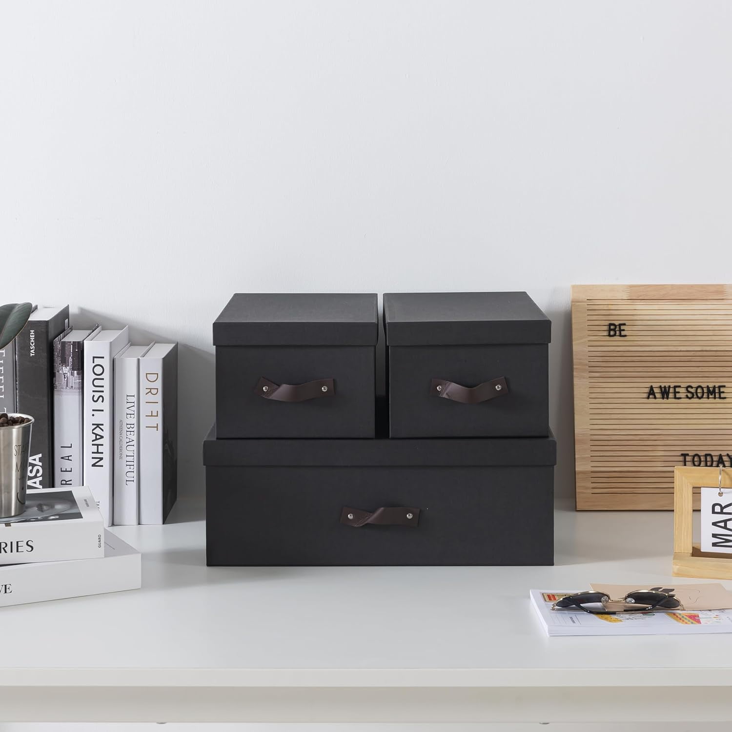 Decorative Storage Boxes with Lids - Set of 3 (One Large and Two Medium ...