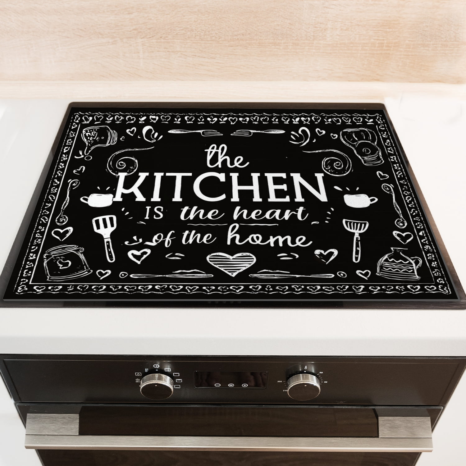 Decorative Stove Top Covers, Kitchen Theme with Intricate Patterns Non ...