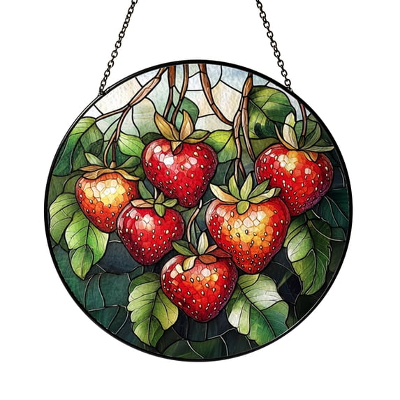 Decorative Strawberry Stained Glass Style Window Suncatcher, Fantasy ...