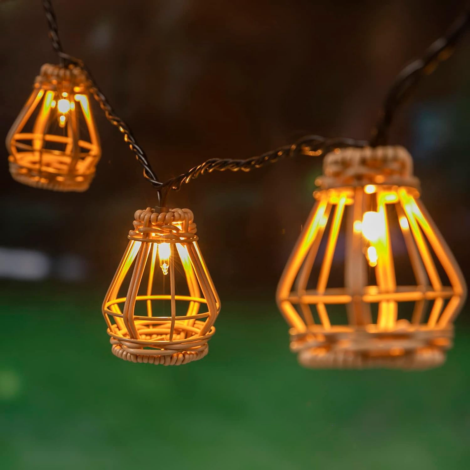 Decorative String Lights, UL Listed Rattan Lantern Style Patio Lights ...