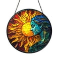 Decorative Sun Design Stained Glass Suncatcher – Round Window Art ...