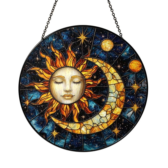 Decorative Sun Moon Glass Style Suncatcher Window Art - Walmart.com