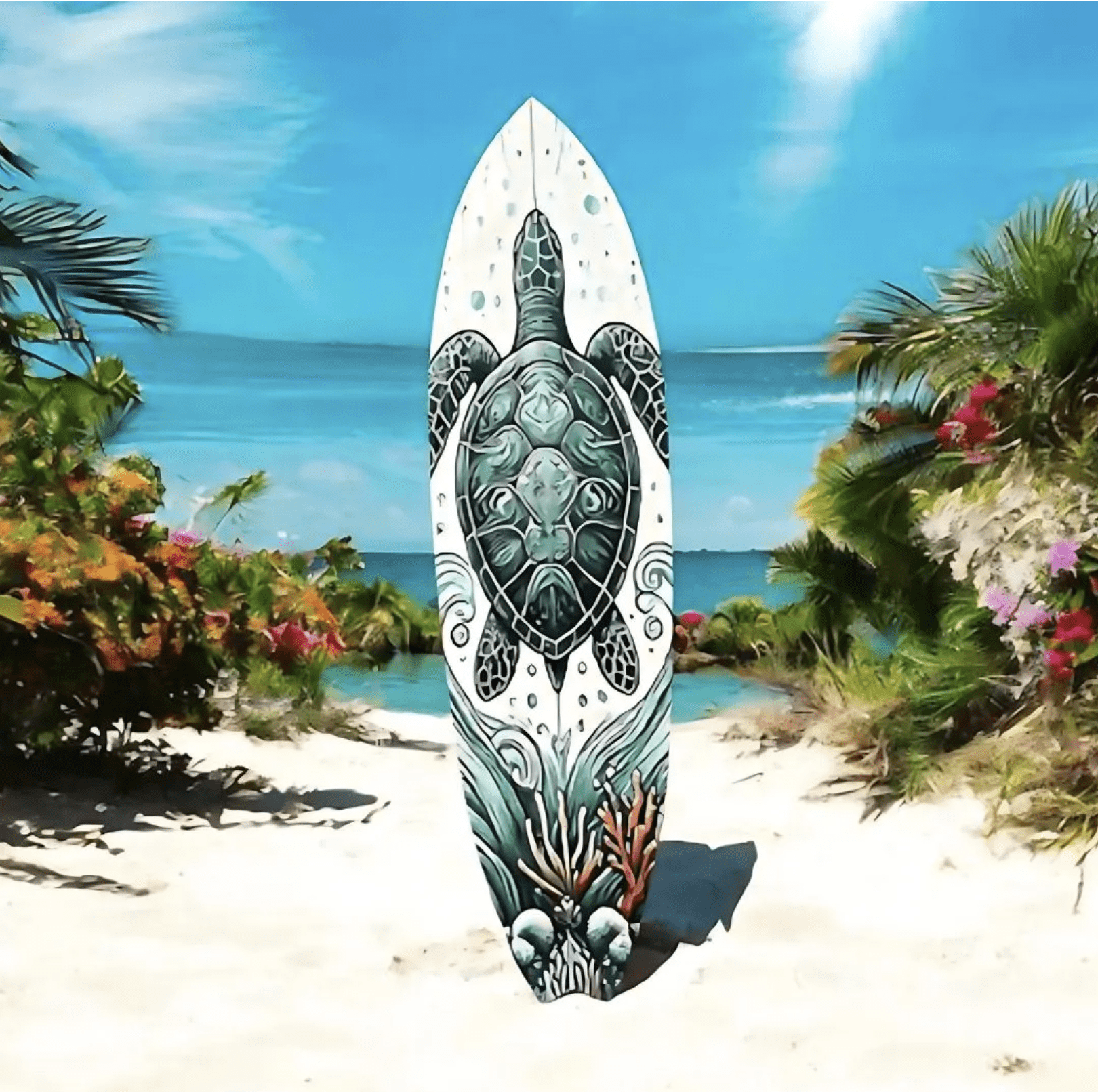 Jennygems Turtle Surfboard, Decorative Coastal Turtle PVC Wall Art, 36 ...