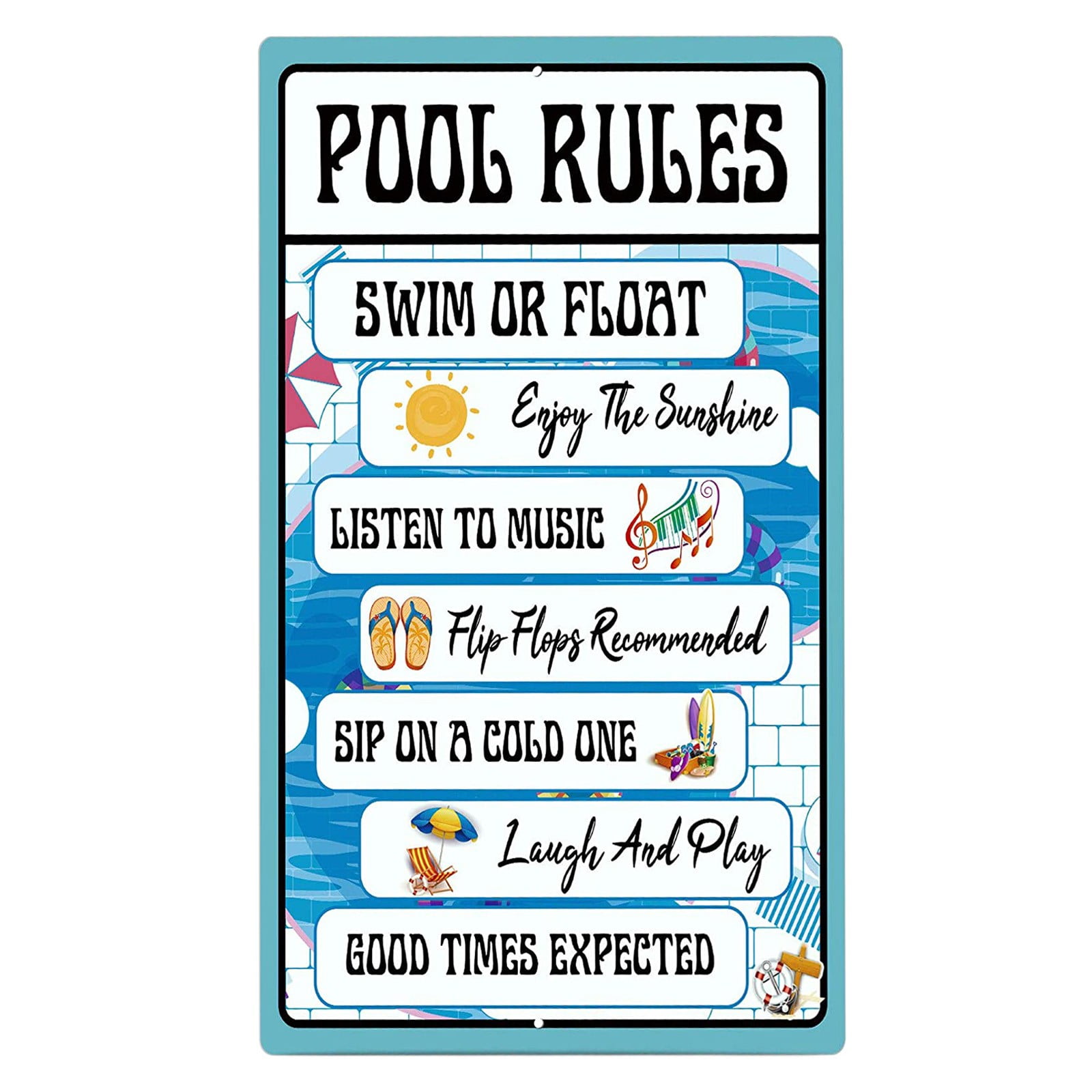 Decorative Swimming Pool Rules Signs, Indoor/Outdoor Aluminum Metals ...