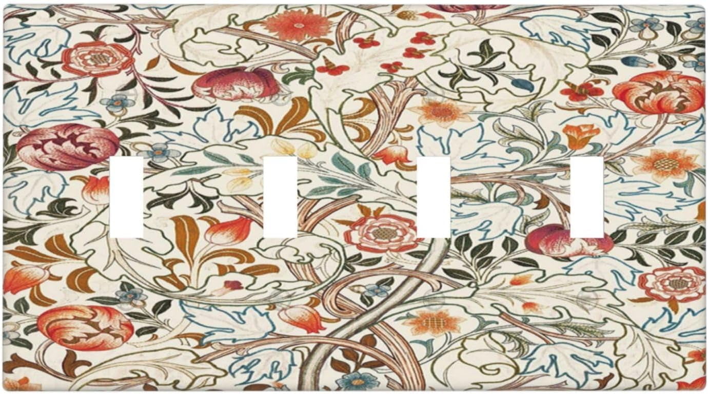 Decorative Switch Plate Covers William Morris Vintage Red Flowers ...