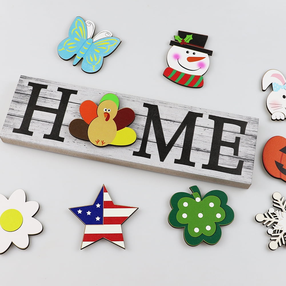 Decorative Tabletop Home Letter Sign with Seasonal Icons - 10 Pieces ...