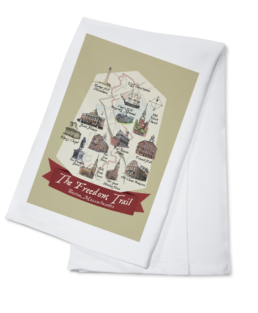 Decorative Tea Towel, Apron Boston, Massachusetts, The Freedom Trail ...