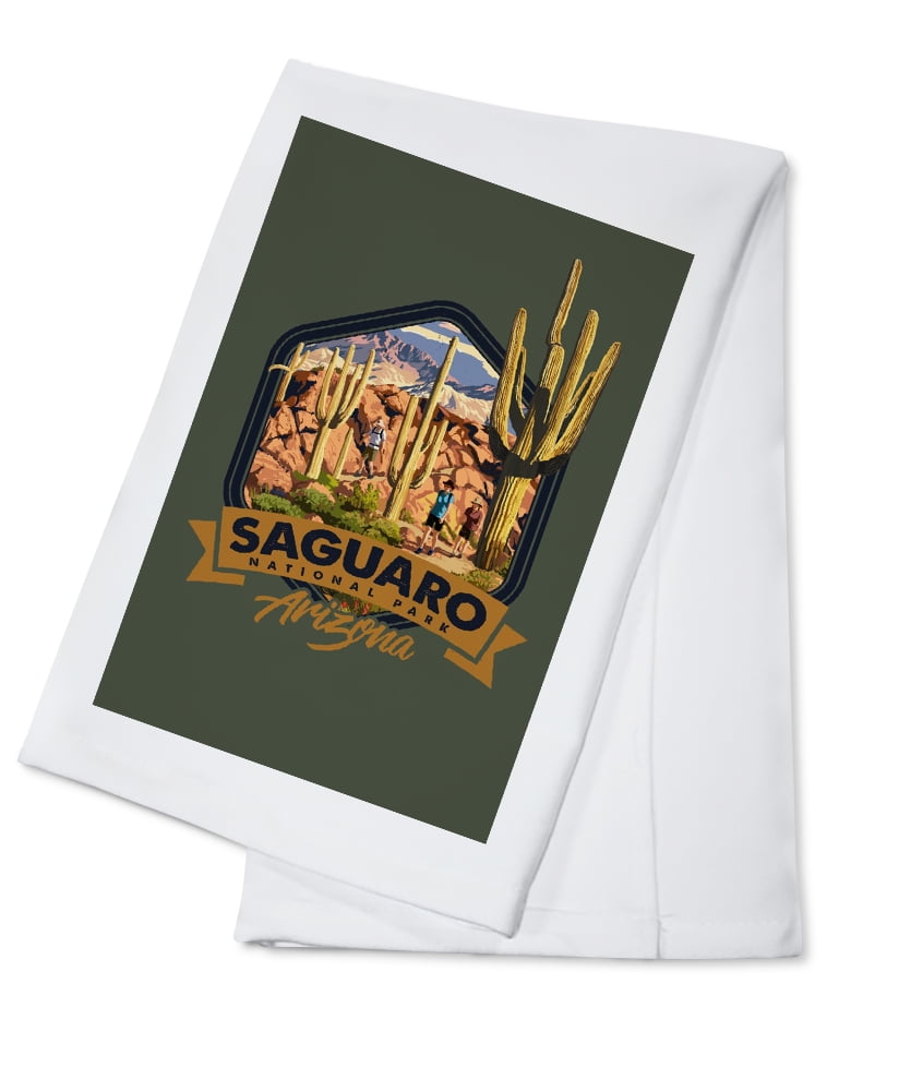 Decorative Tea Towel, Apron Saguaro National Park, Arizona, Hikers and ...