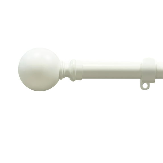 Decorative Telescopic Metal Curtain Rod, " to 86" Contemporary Round PVC Finials, Ultra Durable ...