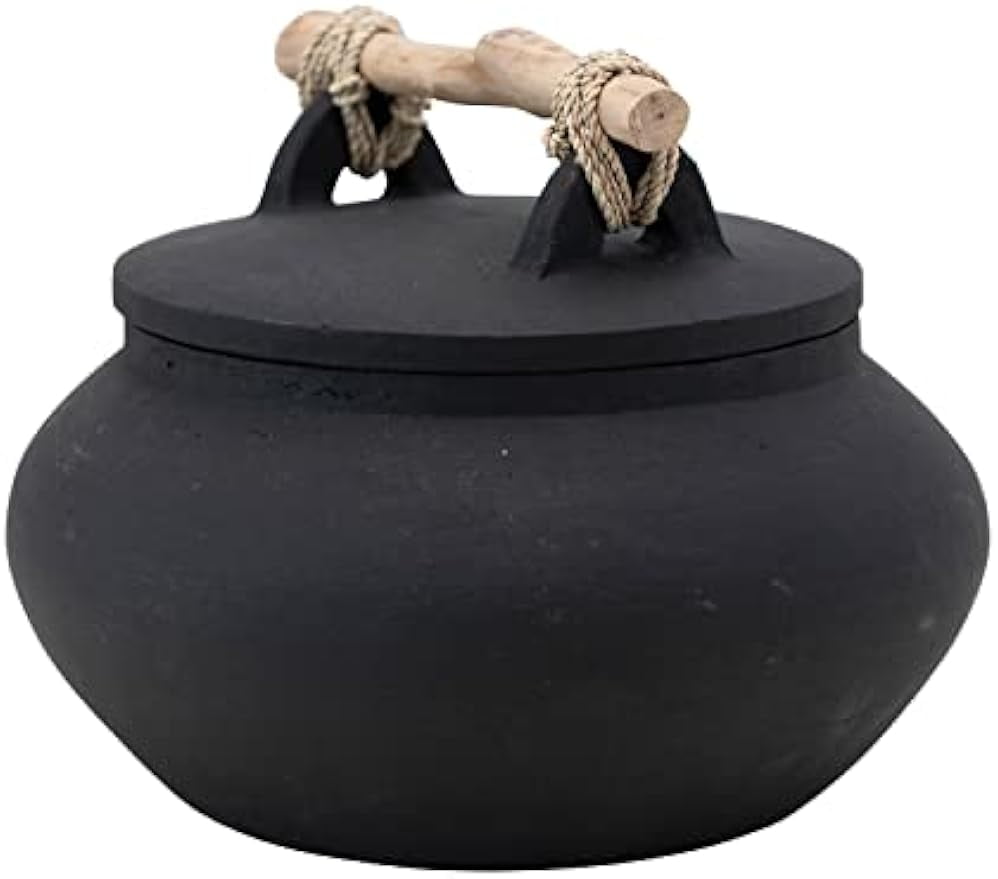 Decorative Terra-Cotta Lid and Driftwood Handle Container, 10" L x 10 ...
