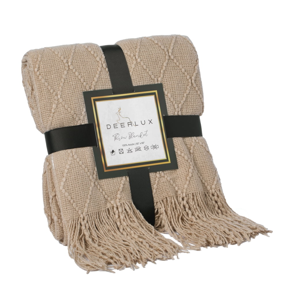 Decorative Throw Blanket - 50x60in Soft Knit with Delightful Fringe ...