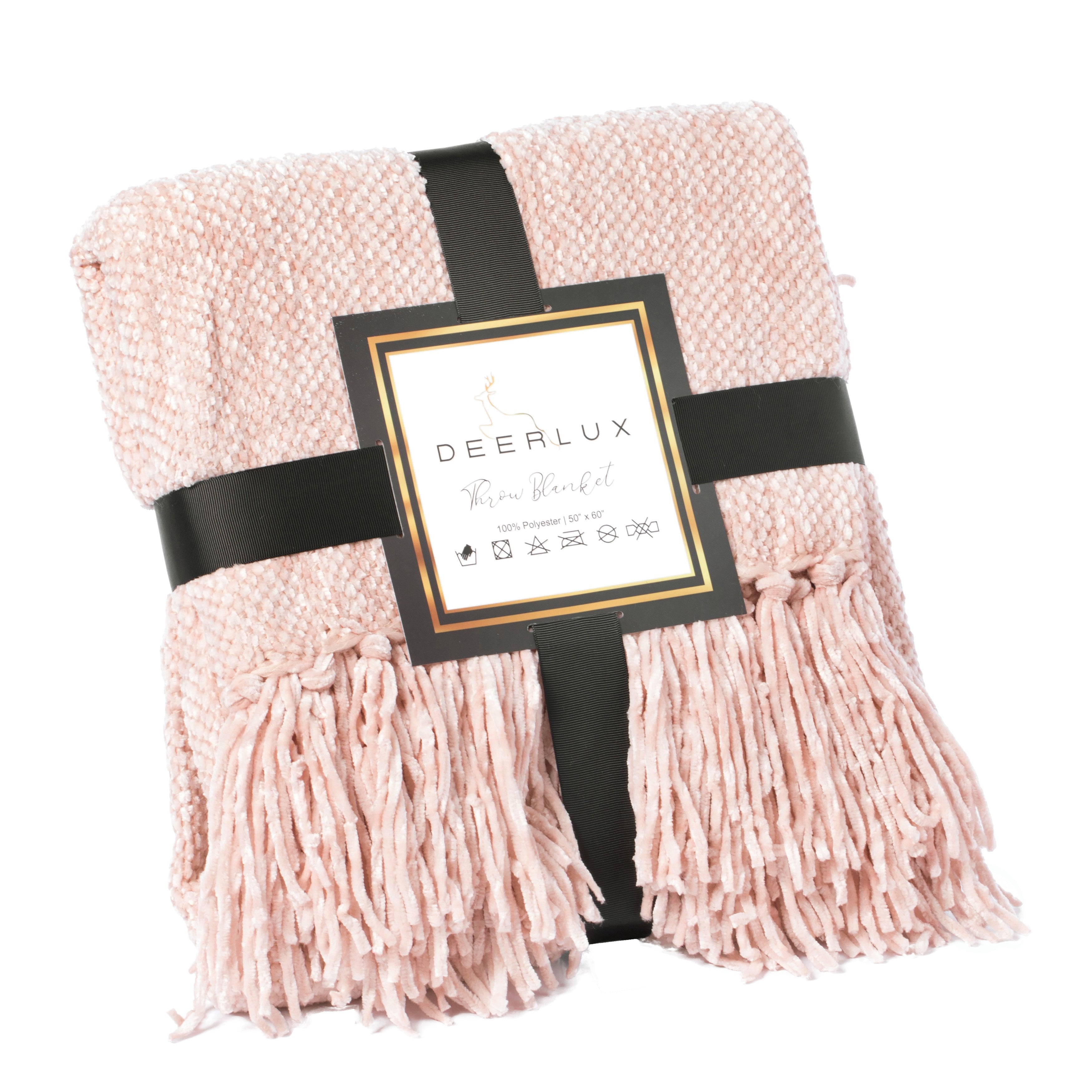 Decorative Throw Blanket - 50x60in Soft Knit with Delightful Fringe ...