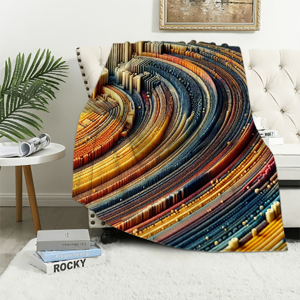 Decorative Throw Blanket with Fringe Soft Striped Multi Color Throws ...