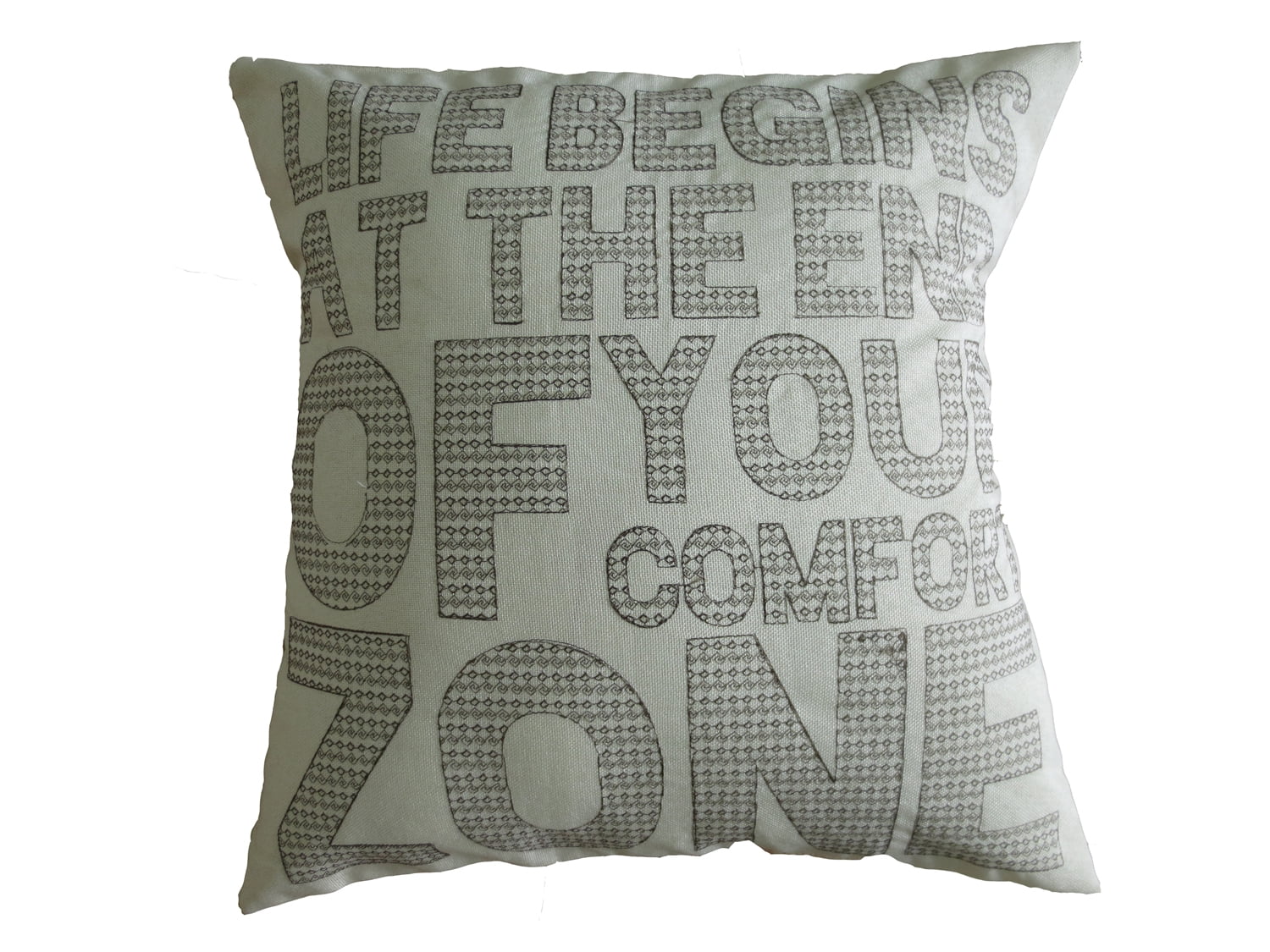 Decorative Throw Pillow Burlap Embroidered Inspirational Quote Print ...