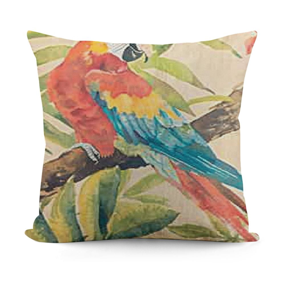 Decorative Throw Pillow Cover Parrot Pattern Rustic Farmhouse Square ...