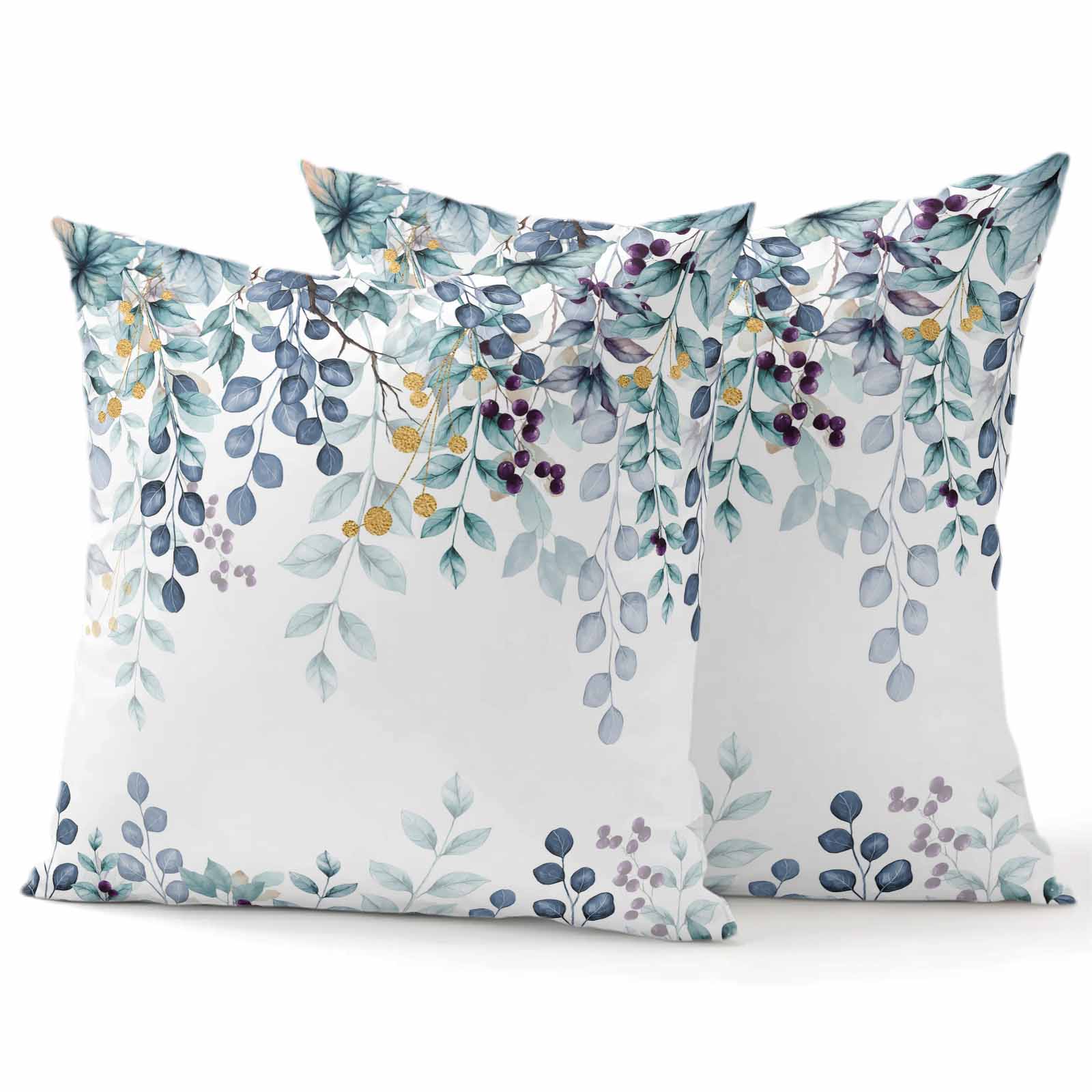Decorative Throw Pillow Covers 16x16 Inch Set of 2 Eucalyptus Leaves ...