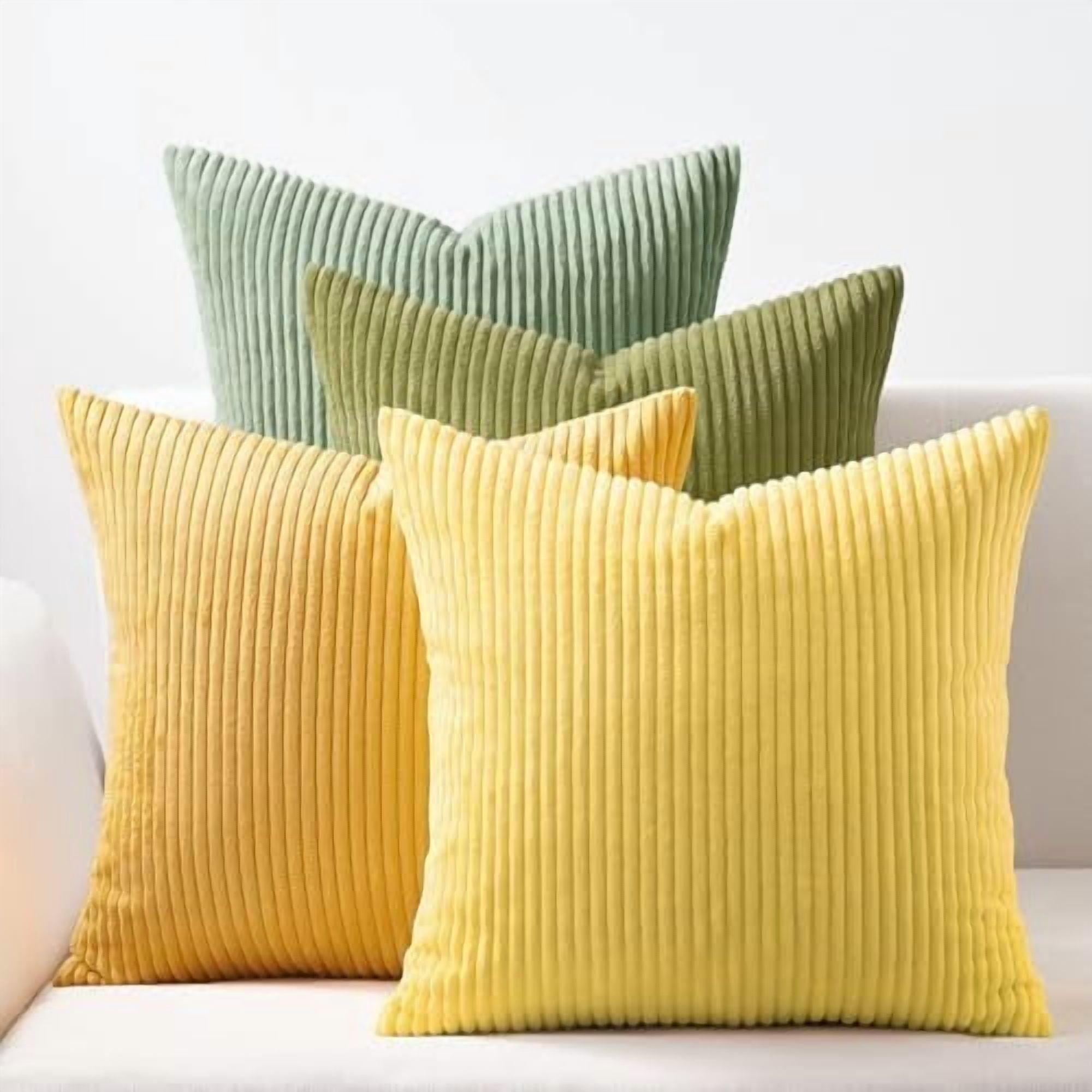 Decorative Throw Pillow Covers 18x18 Inches Set of 4,Striped Corduroy ...