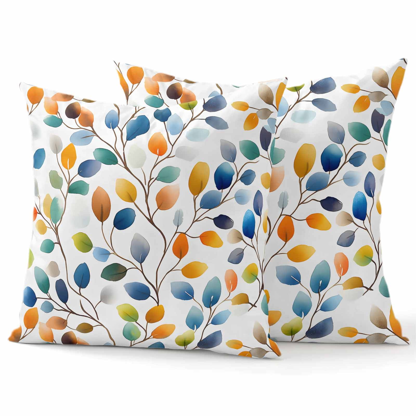Decorative Throw Pillow Covers 20x20 Inch Set of 2 Colorful Leaves Home ...