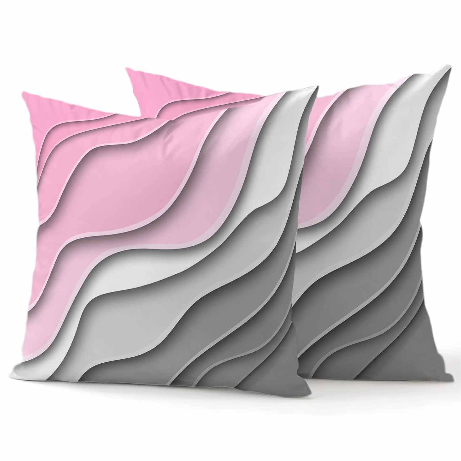 Decorative Throw Pillow Covers 20x20 Inch Set of 2 Pink Grey Modern ...