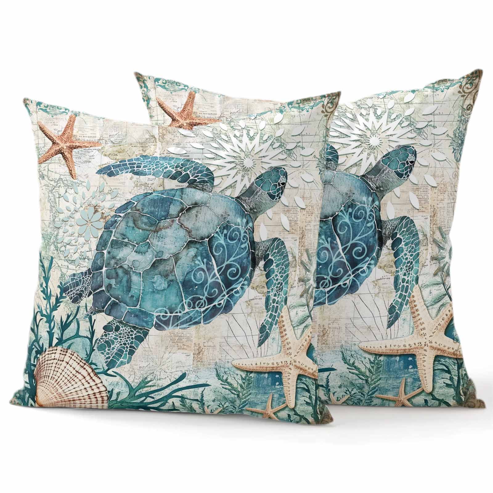 Decorative Throw Pillow Covers 20x20 Inch Set of 2 Turtle Home Decor ...