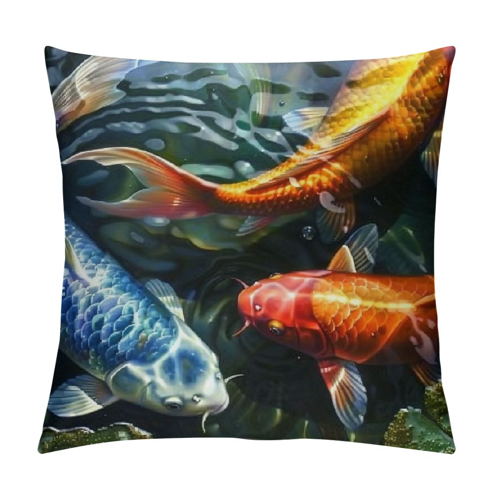 Decorative Throw Pillow Covers Colorful Fish Swimming Print Throw ...