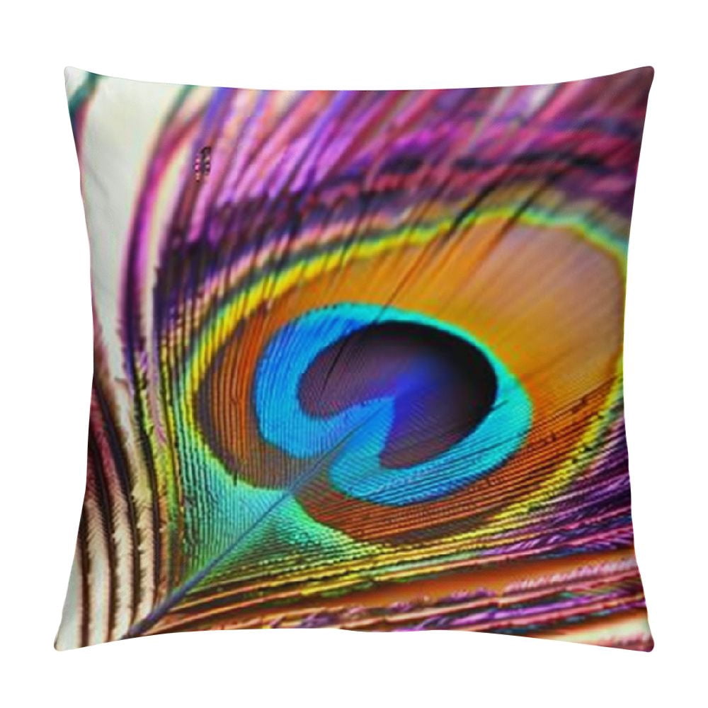 Decorative Throw Pillow Covers Colorful Peacock feather Print Throw ...