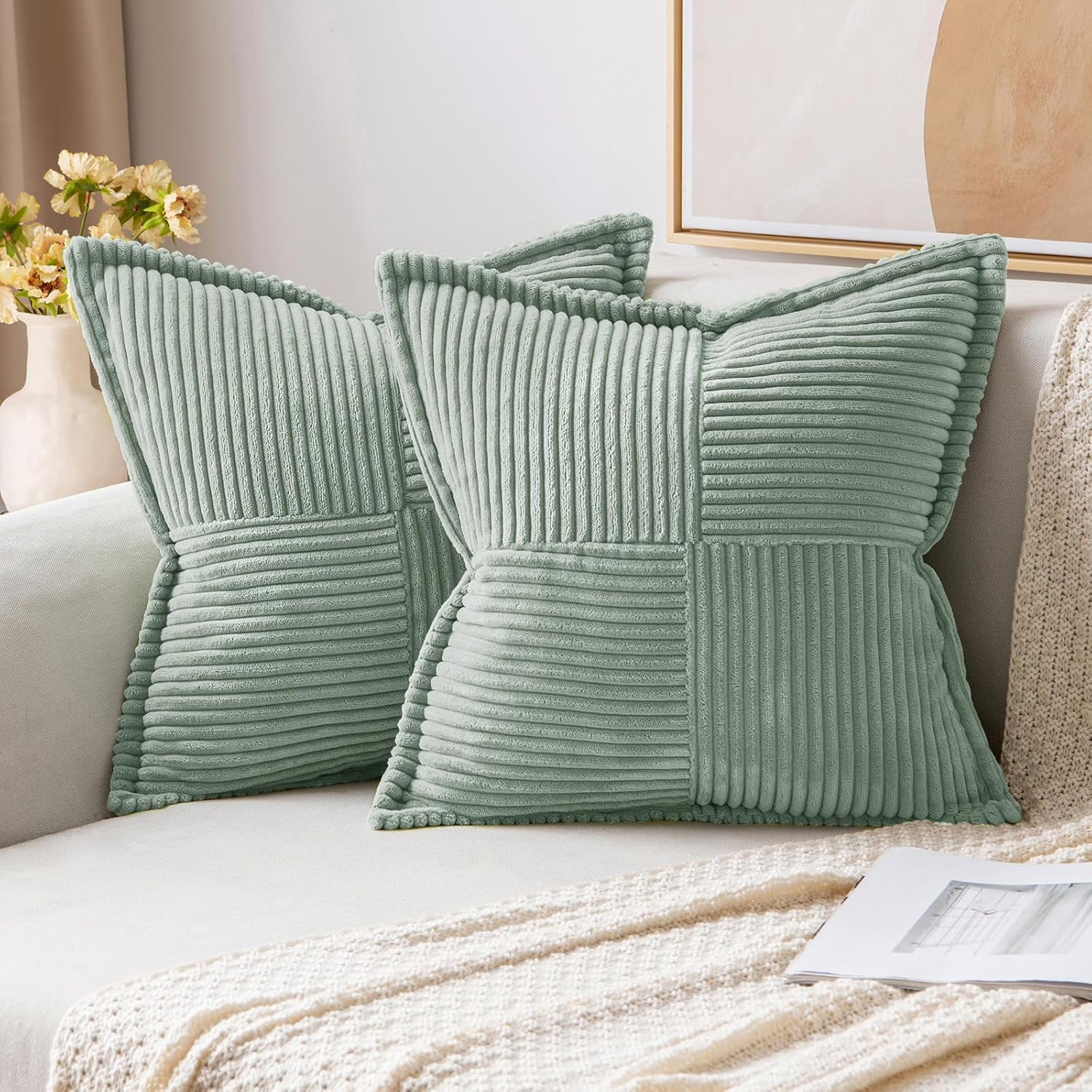 Decorative Throw Pillow Covers for Couch Bed Livingroom 20x20 Inch Set ...