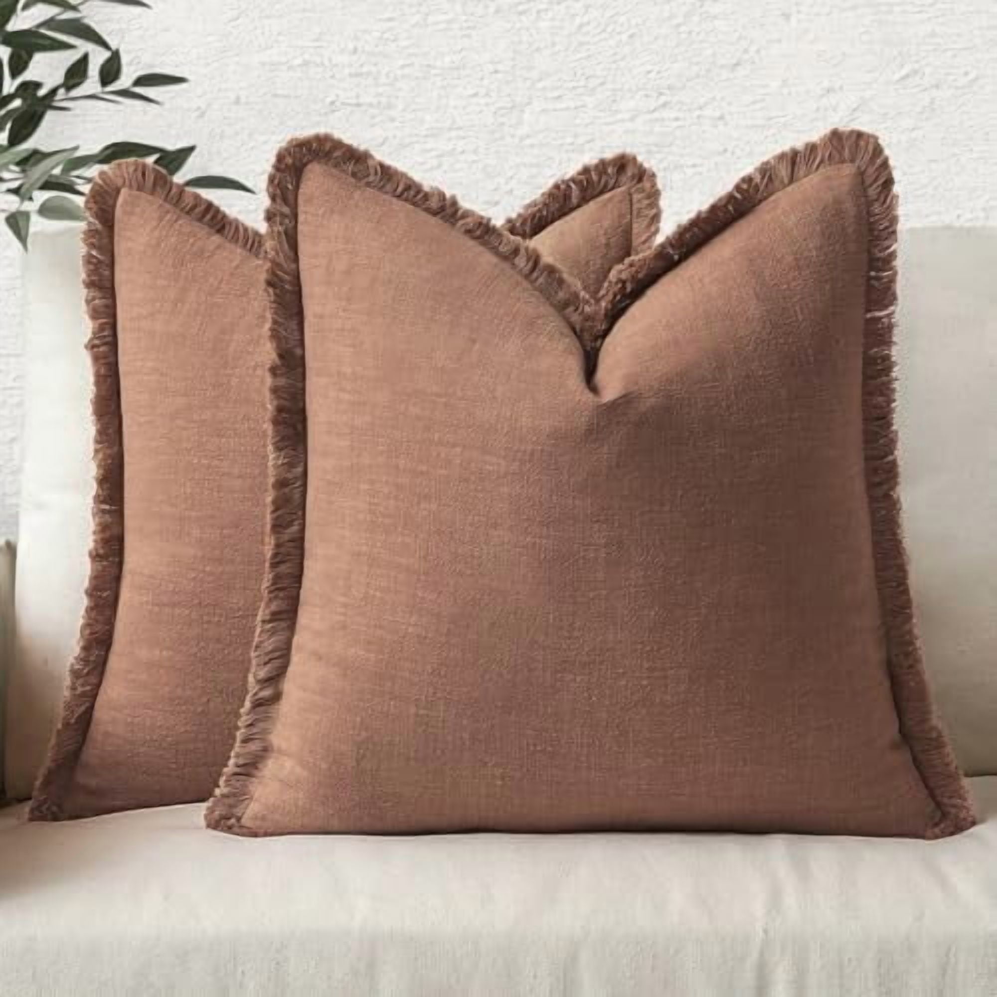 Decorative Throw Pillow Covers Neutral Linen Fringe Throw Pillows Euro ...