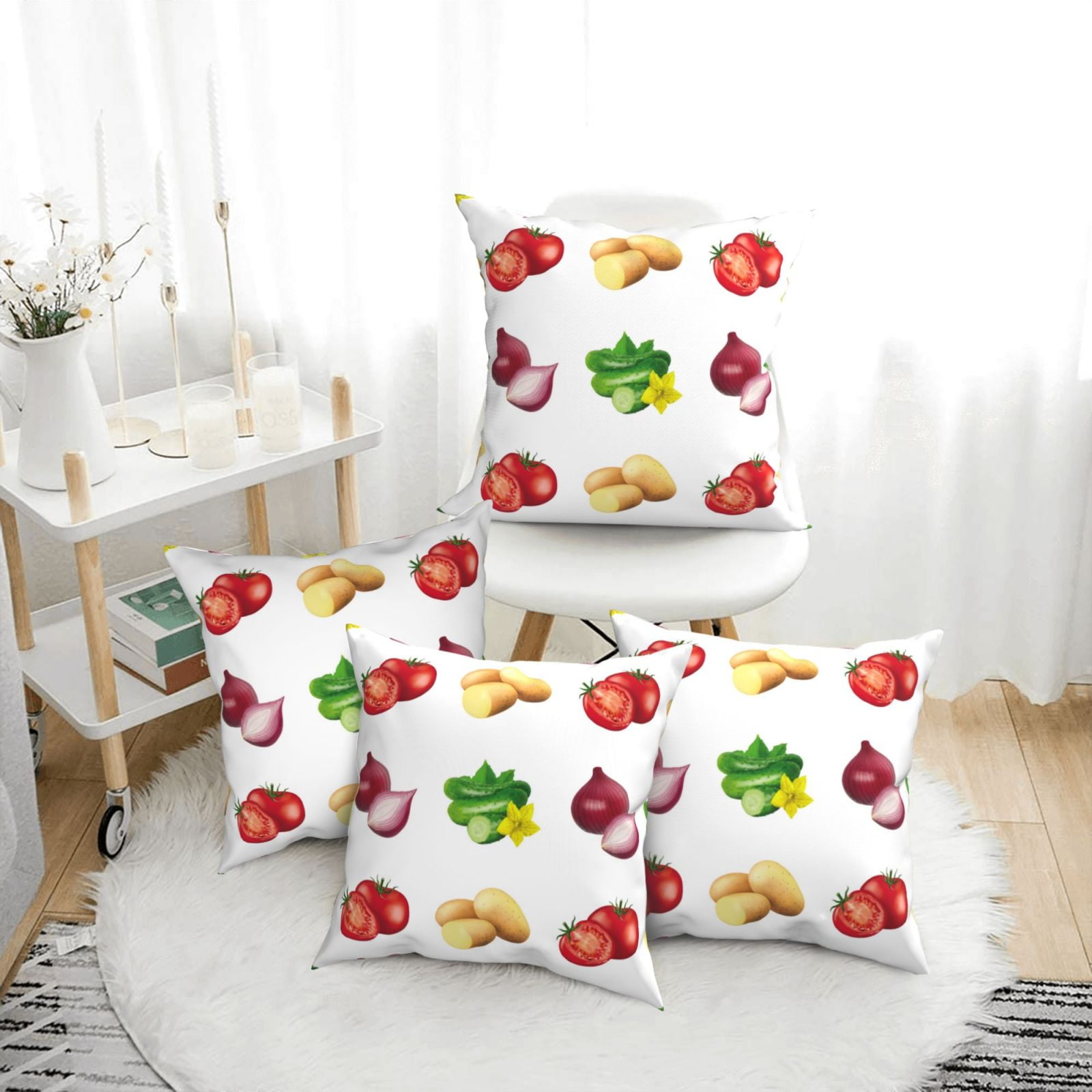 Decorative Throw Pillow Covers - Potato tomato onion Pack of 4 Soft Square Pillowcase Cushion ...