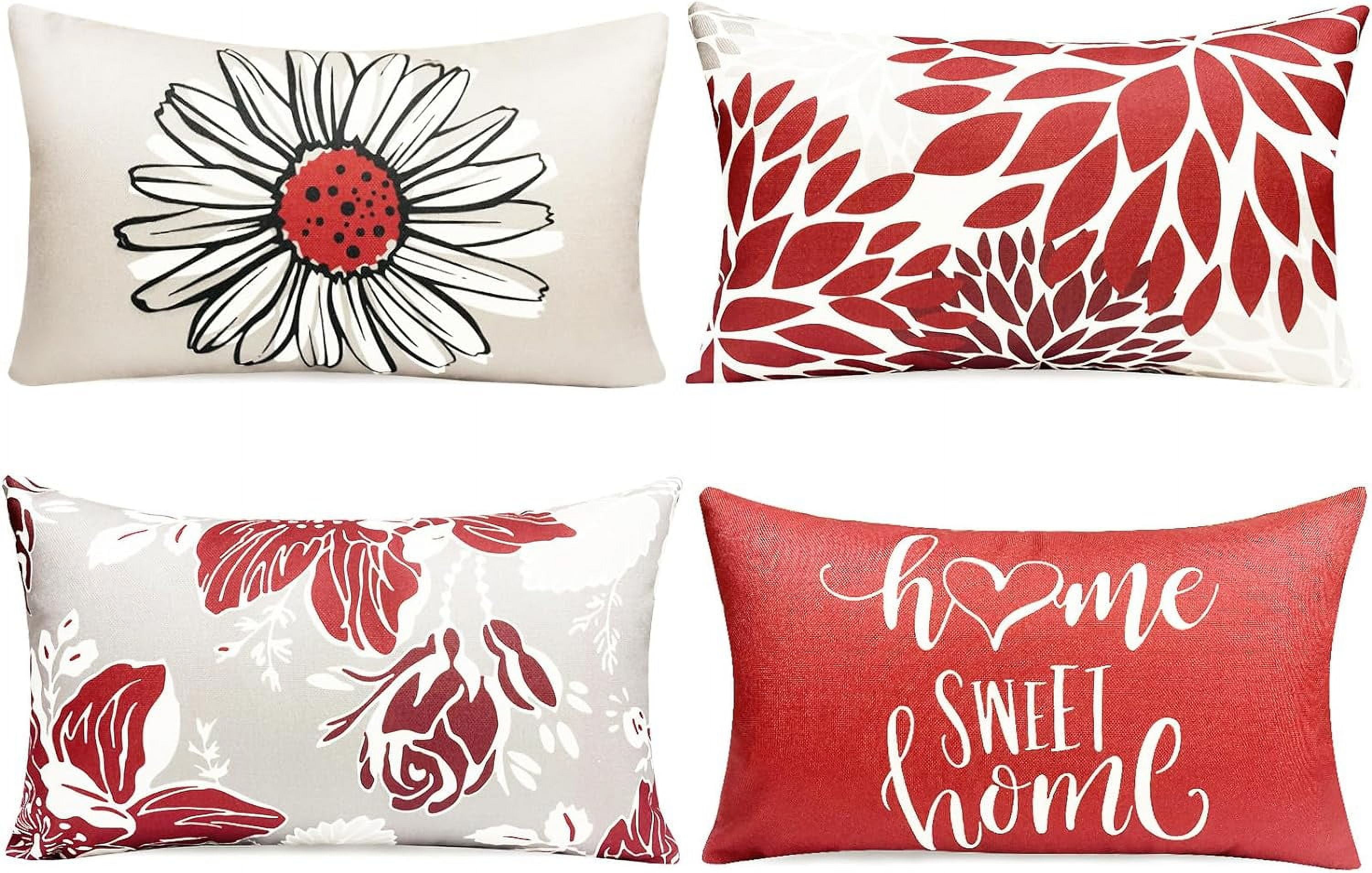 Decorative Throw Pillow Covers Set of 4 Wine Red Pillow Covers 12x20 ...